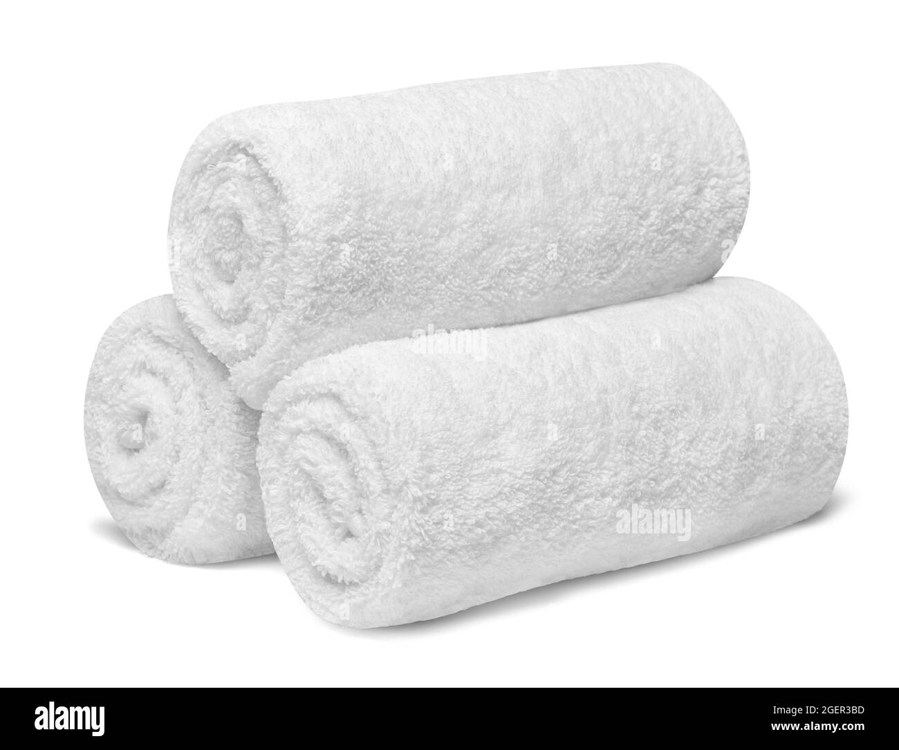 close up of a stack of white towels bathroom on white background Stock ...
