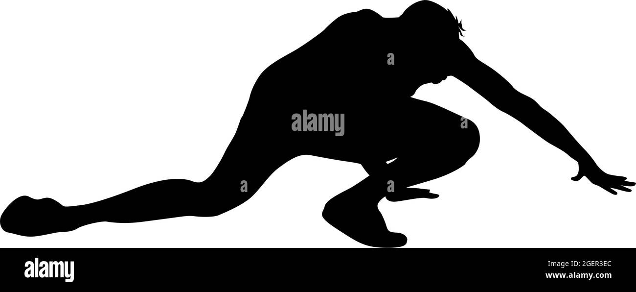 Silhouette people in different poses bent over on a white background ...