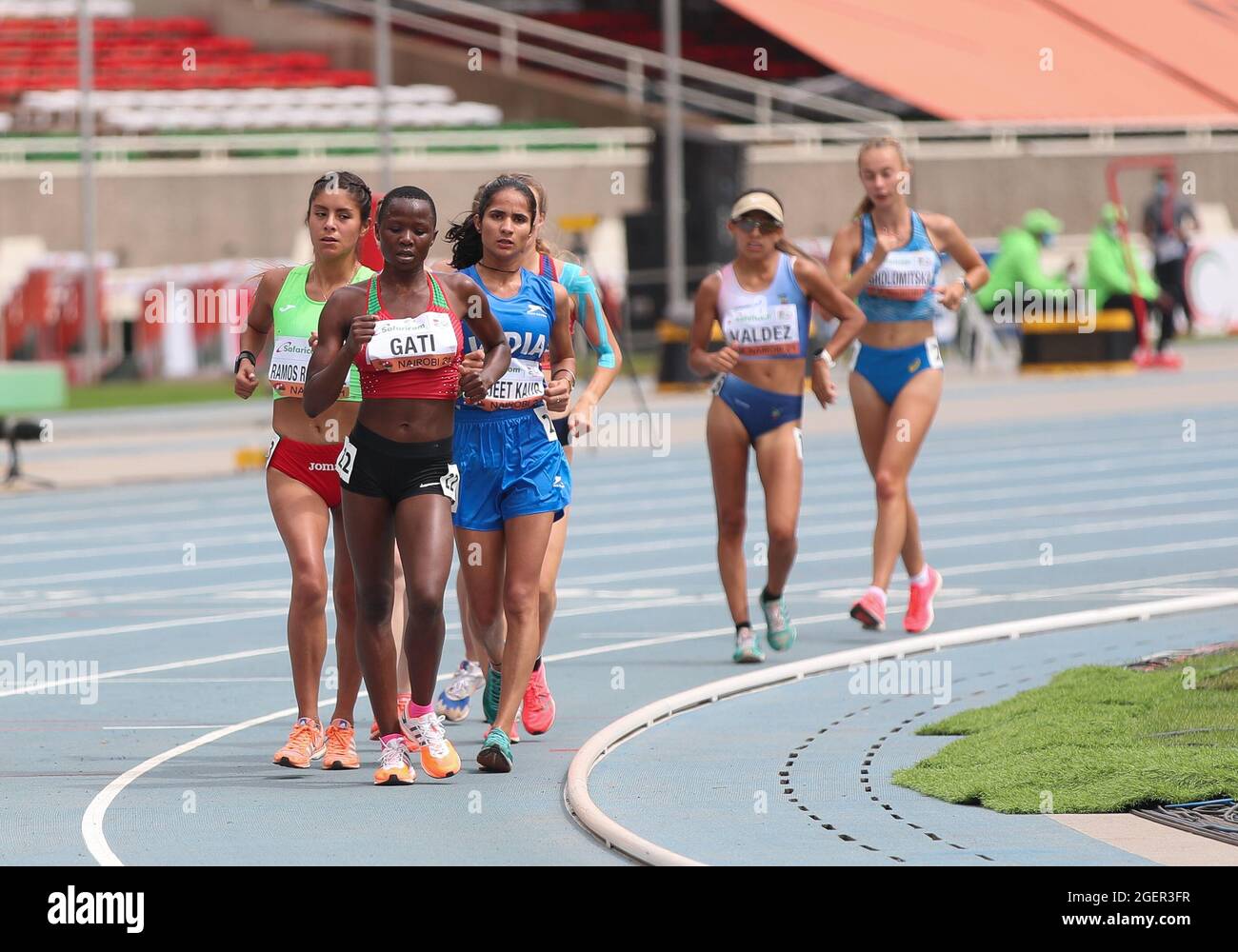 Nairobi, Kenya. 21st Aug, 2021. Athletes compete during the women's 10 ...