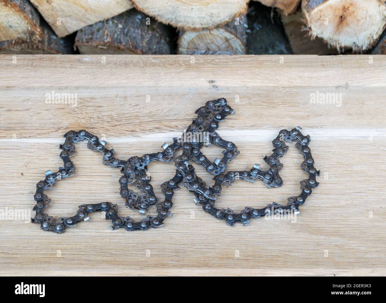 photography with antique chain on wooden background, rusty tools, metal ...