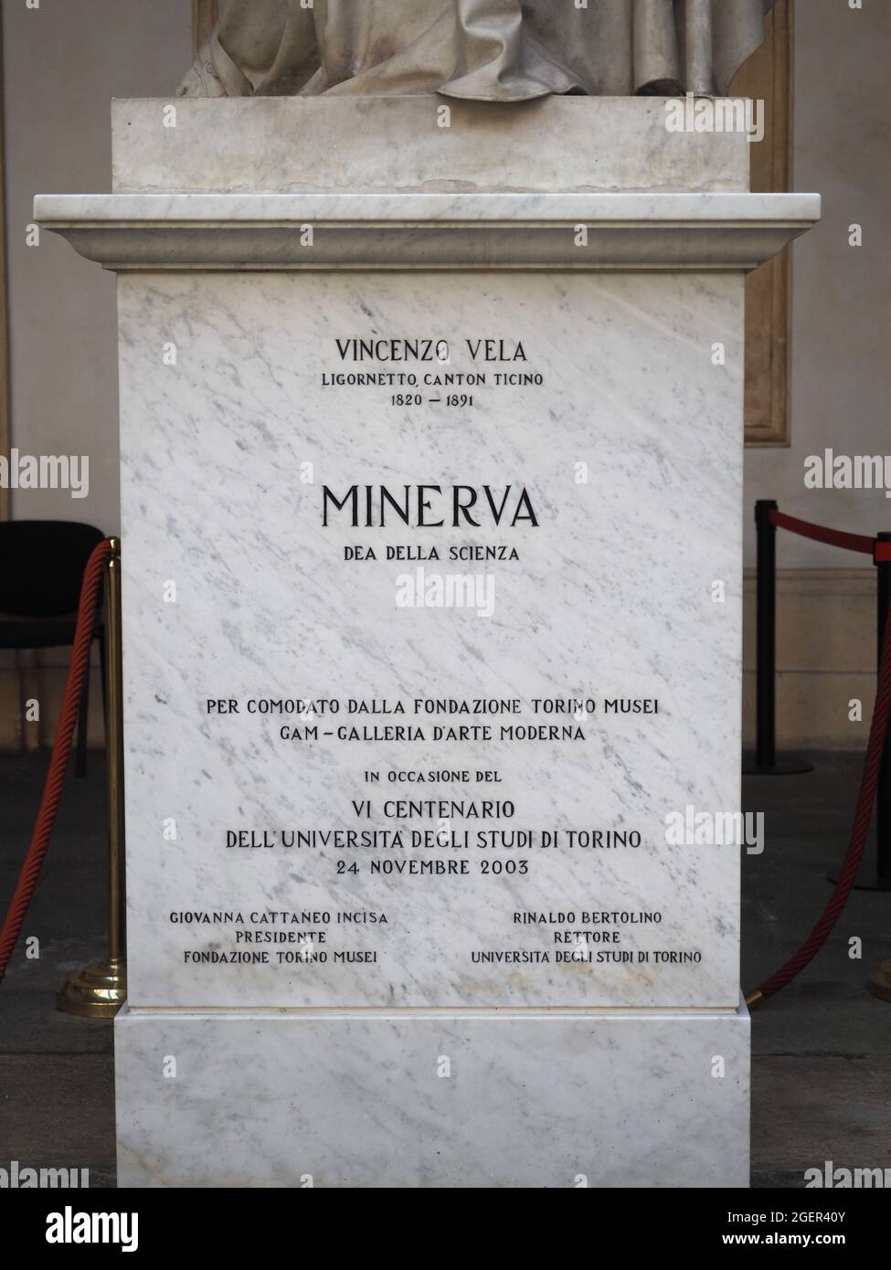 TURIN, ITALY - CIRCA AUGUST 2021: Statue of Minerva goddess of science ...