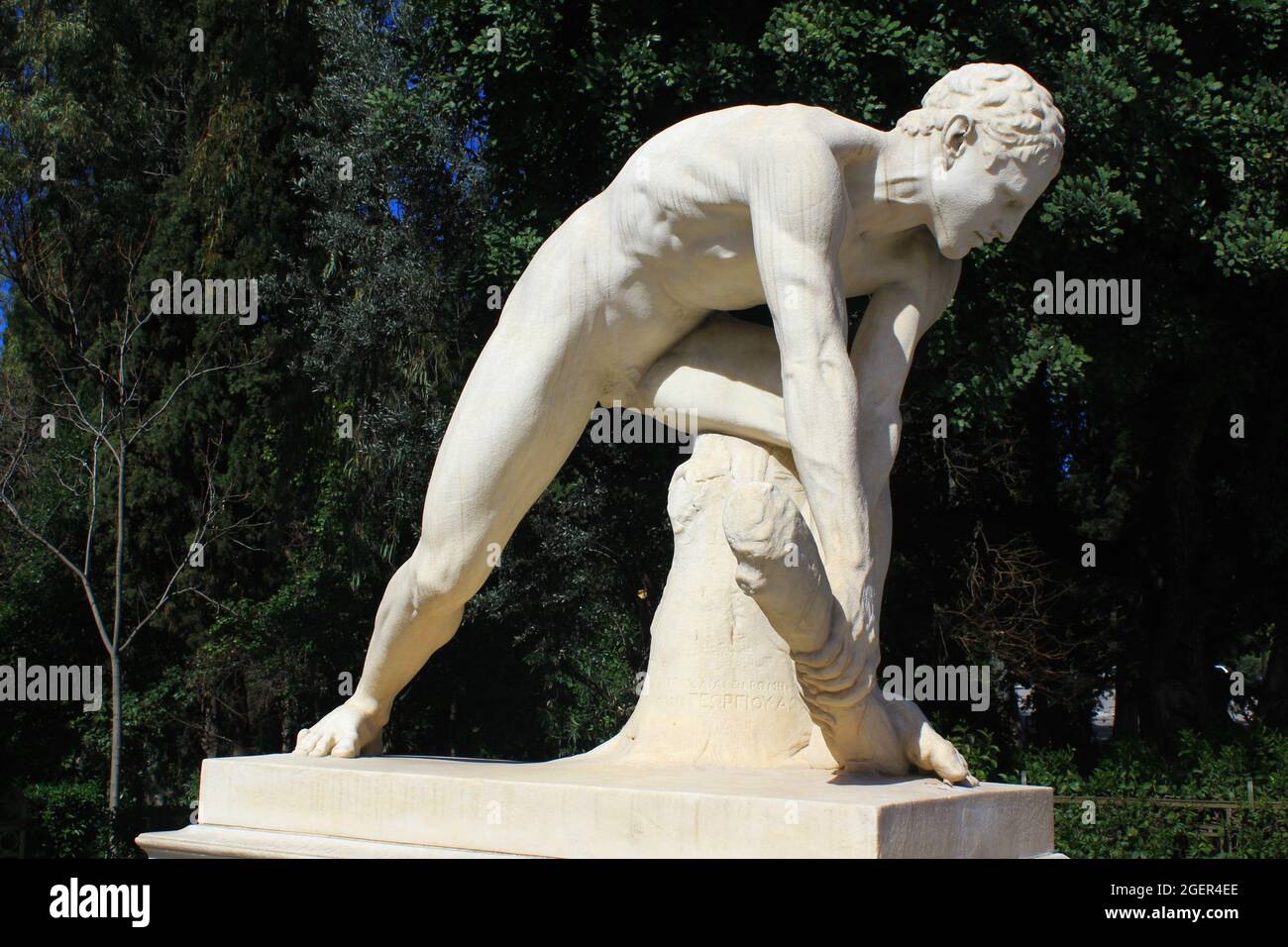 Copy of the Greek statue of the Discobolus, attributed to Myron of ...