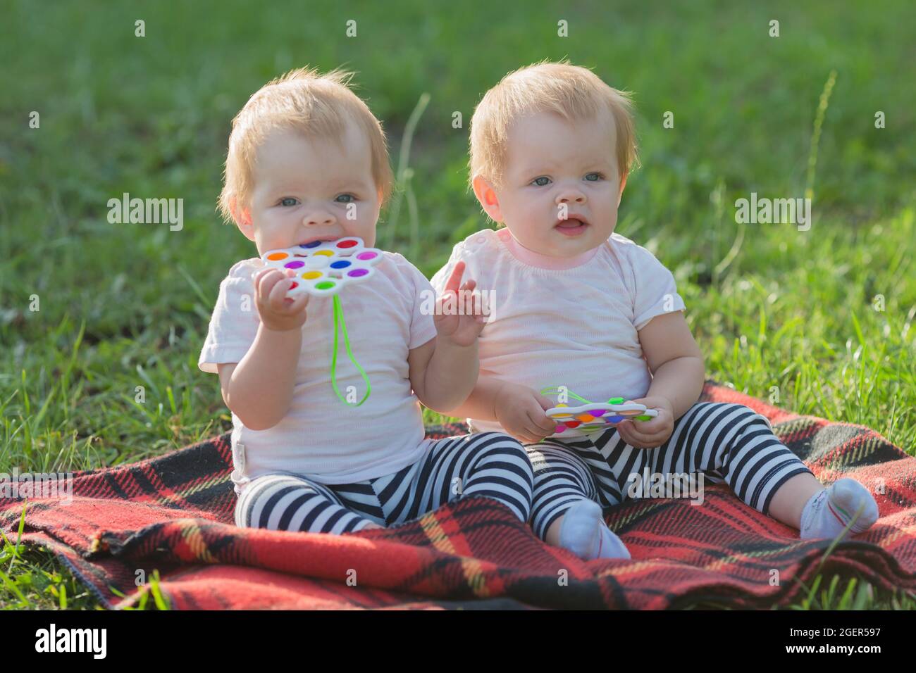 Portrait happy family parents twin hi-res stock photography and images ...