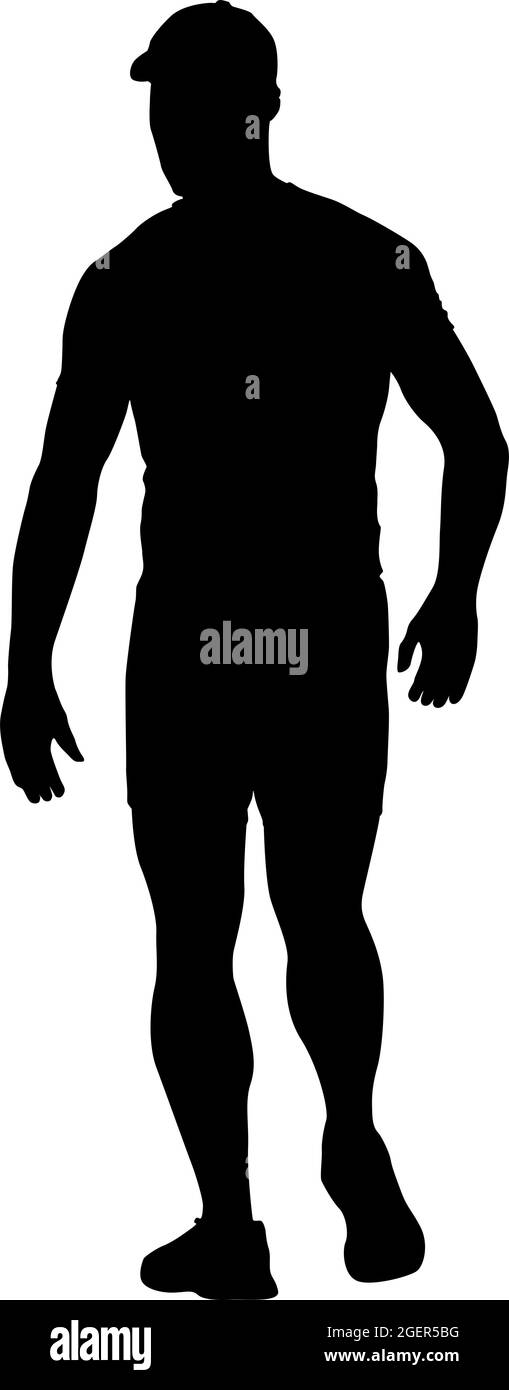 Silhouette people in different poses bent over on a white background ...
