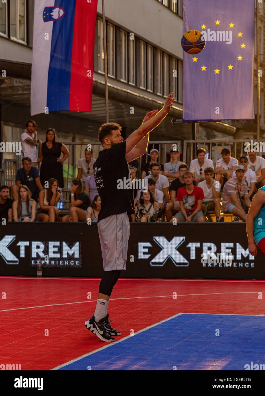A picture of two teams playing 3x3 basketball on a special event in ...