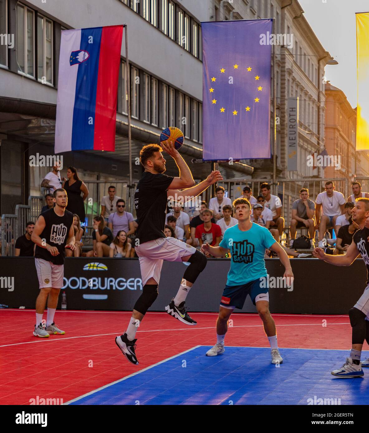 A picture of two teams playing 3x3 basketball on a special event in ...