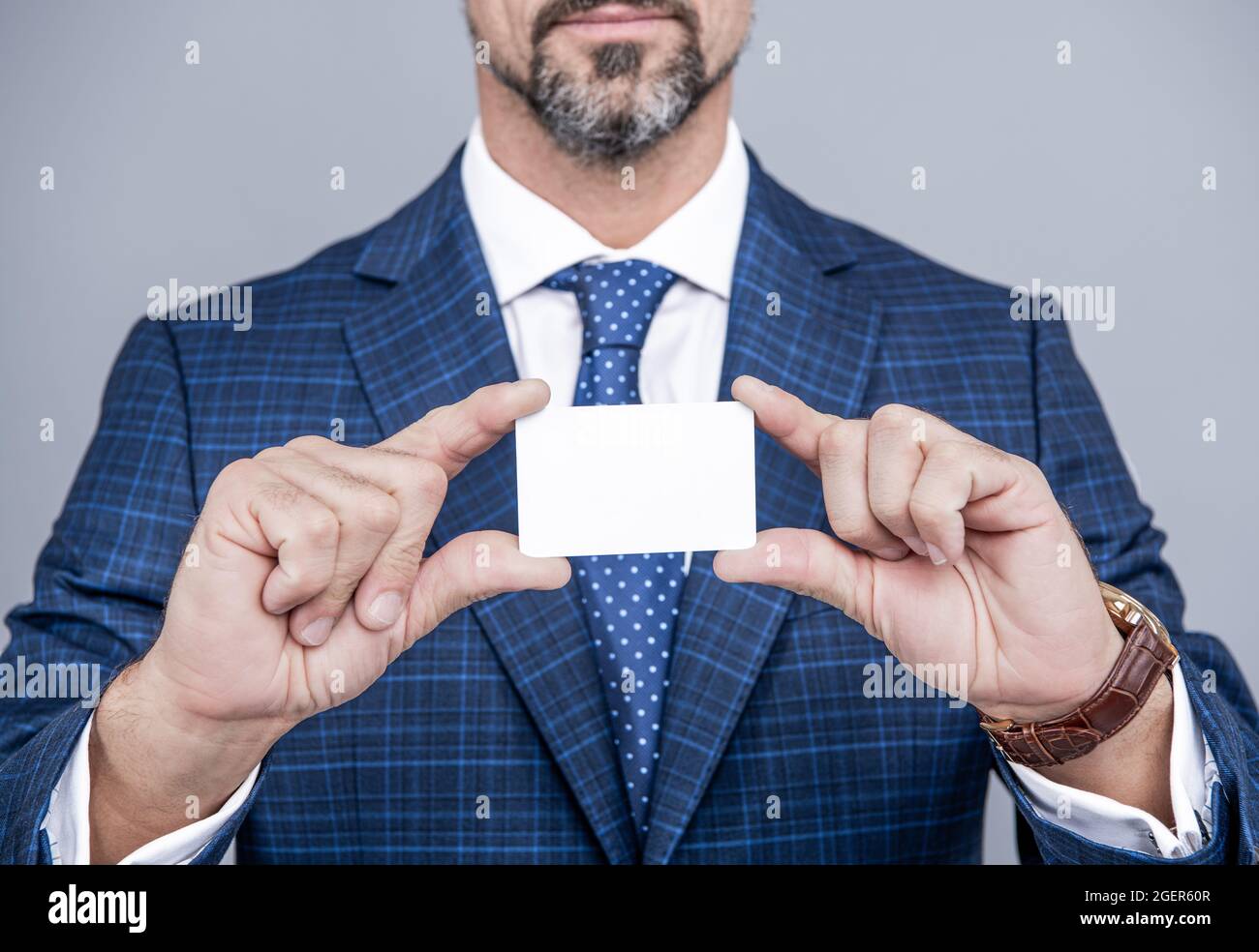 For keeping introduction formal. Business card in male hands. Formal ...