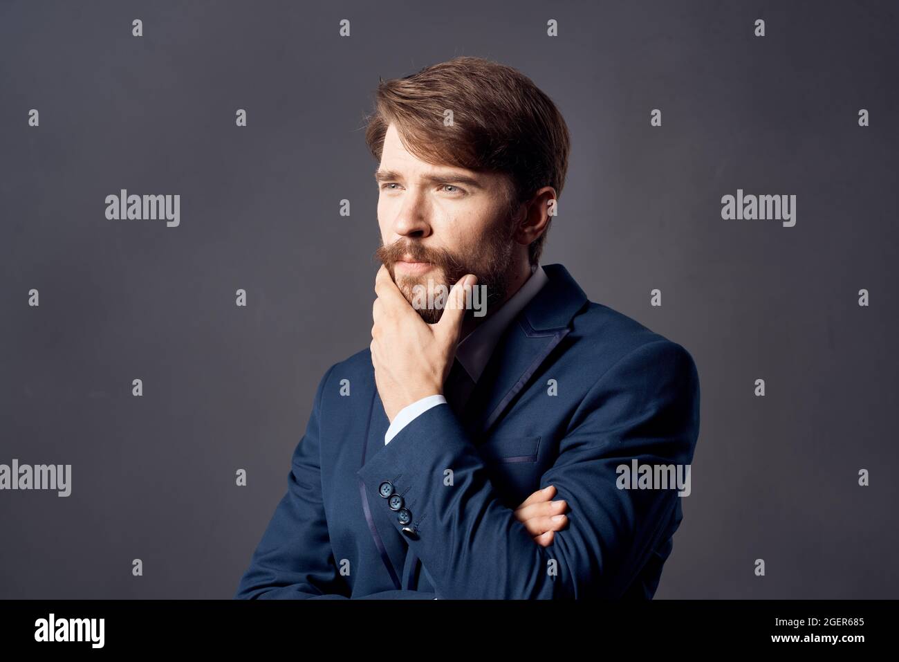 manager emotions hand gestures isolated background Stock Photo - Alamy