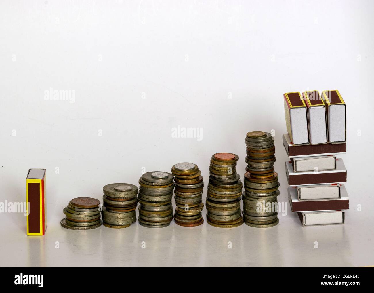 photography with metal coins of different shapes, countries and values ...