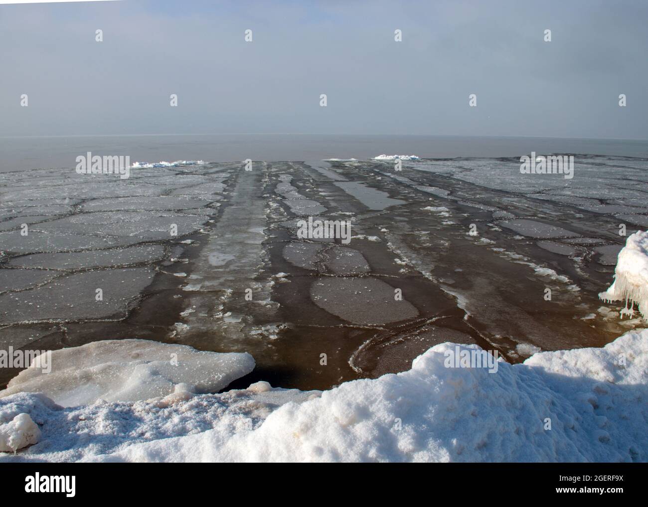 various ice formations in the sea, ice texture on the water surface ...