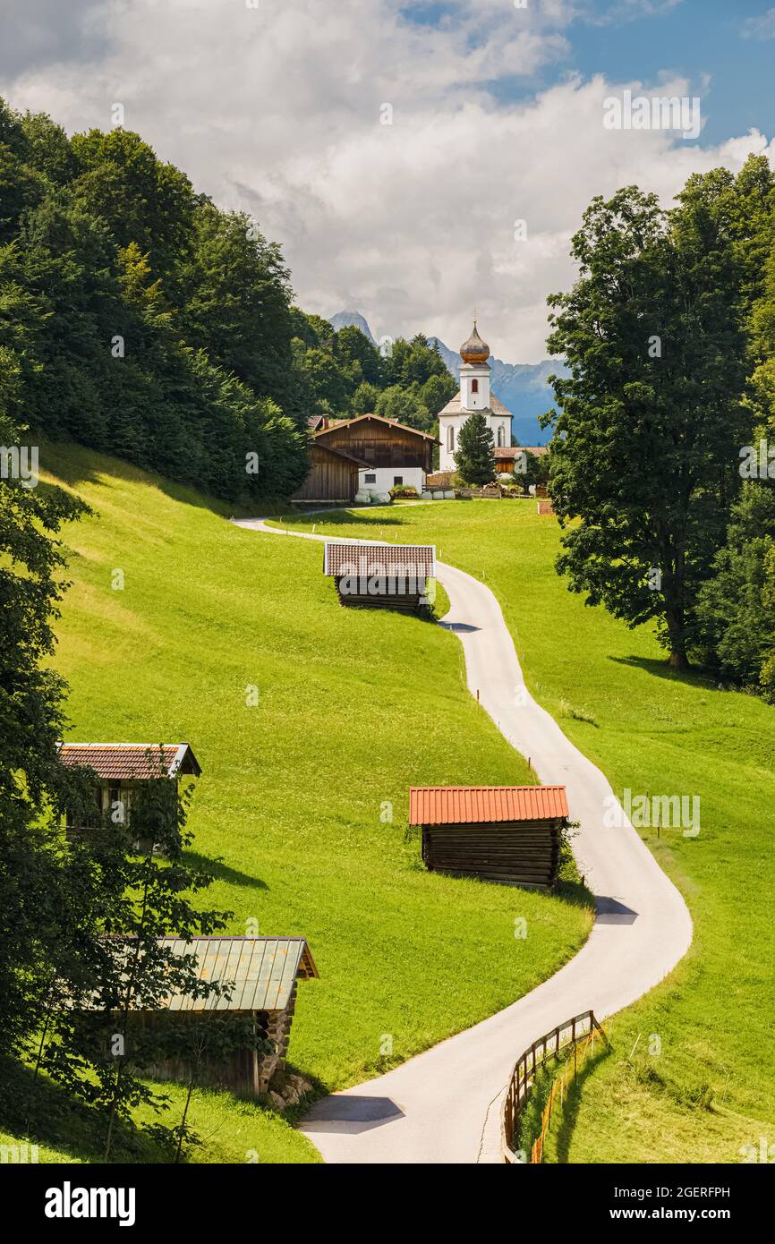 The small village of Wamberg, and the view towards the church of St ...