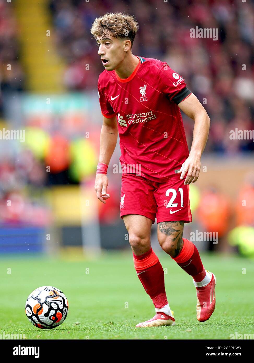 Liverpool's Kostas Tsimikas during the Premier League match at Anfield ...