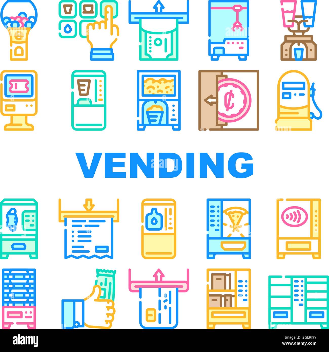Vending Machine Sale Equipment Icons Set Vector Stock Vector Image ...
