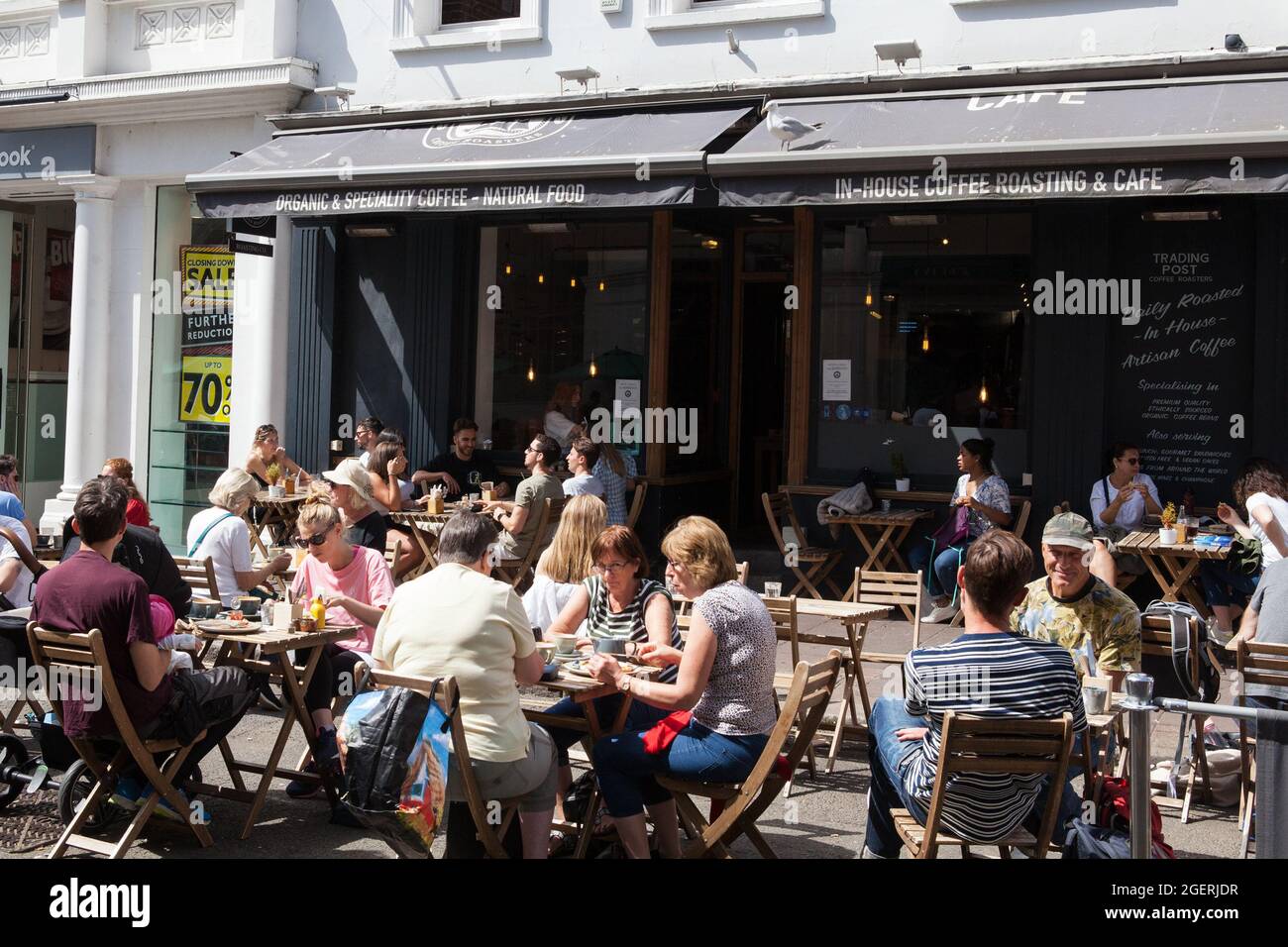 Trading Post Coffee Roasters organic coffee house in Brighton Stock ...