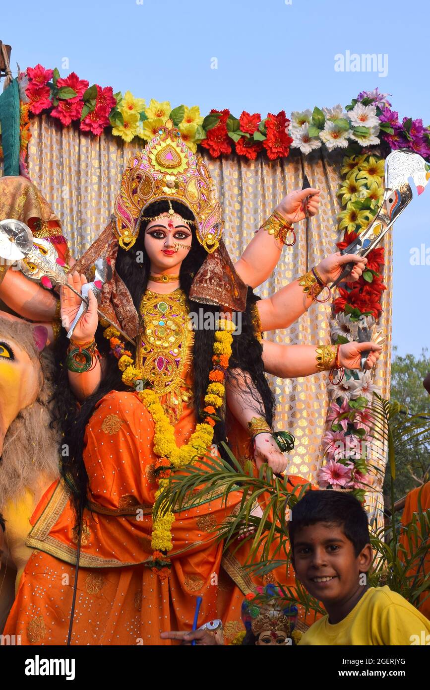 09-10-2019, Dewas, Madhya Pradesh, India. Background Durga Puja ...