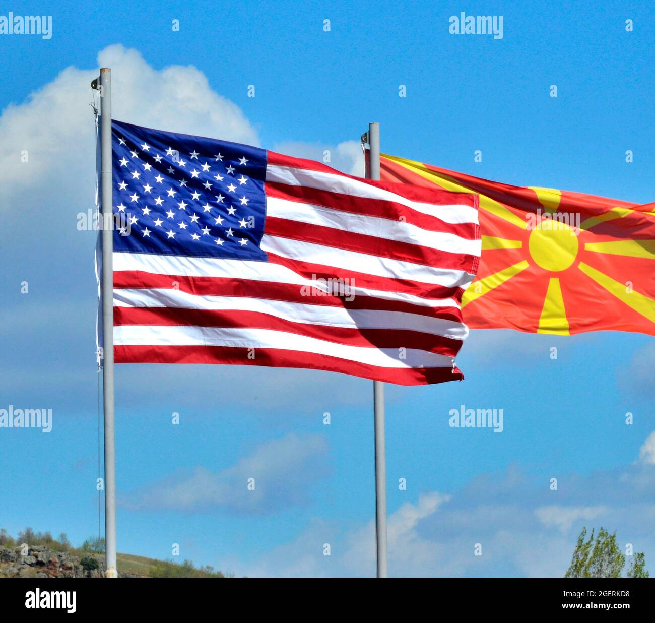 American and Macedonian flags. Language learning, international ...