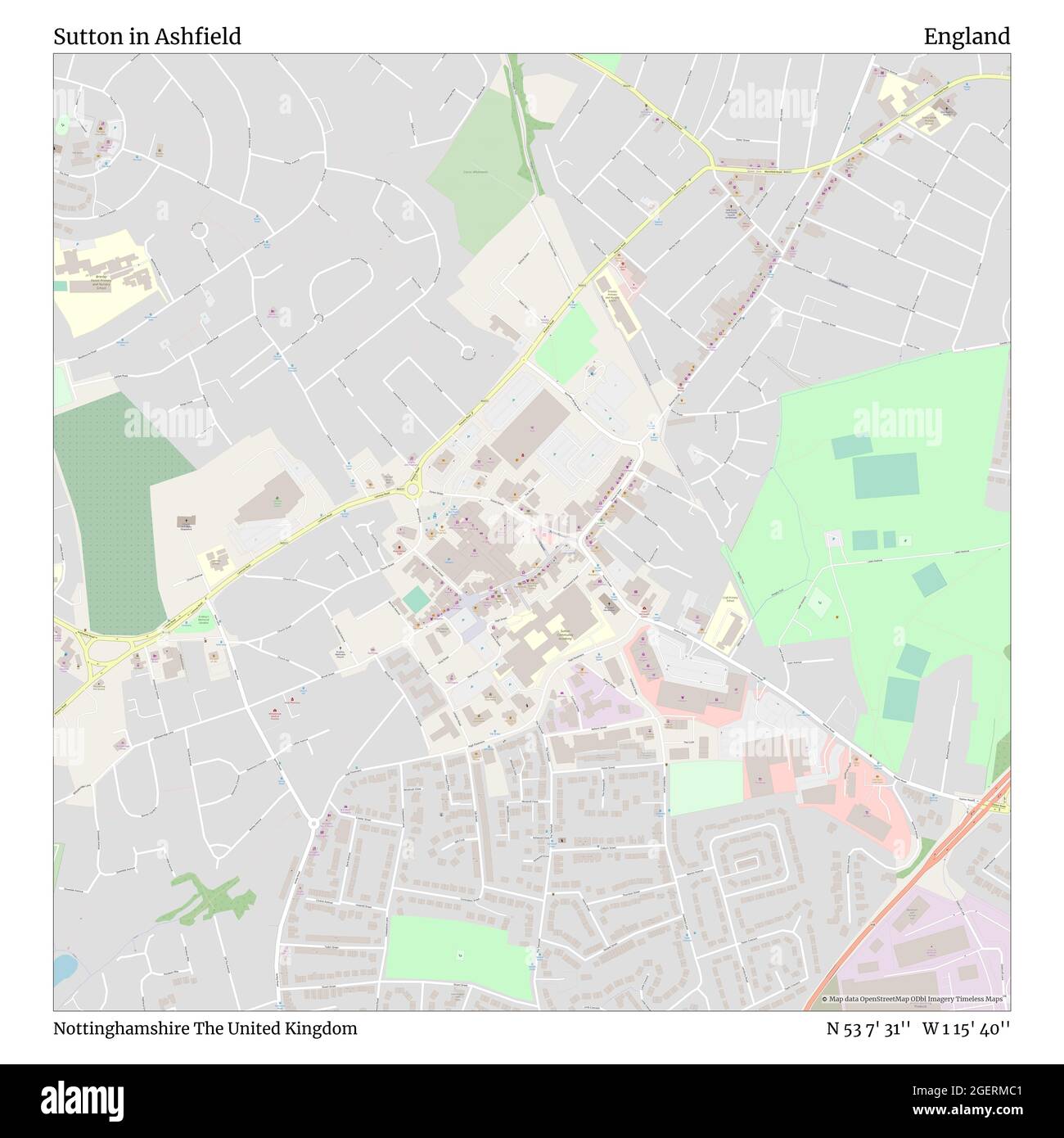 Map of sutton in ashfield Cut Out Stock Images & Pictures - Alamy