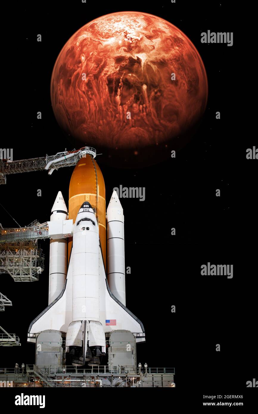 Space shuttle taking off on a mission. Elements of this image furnished ...