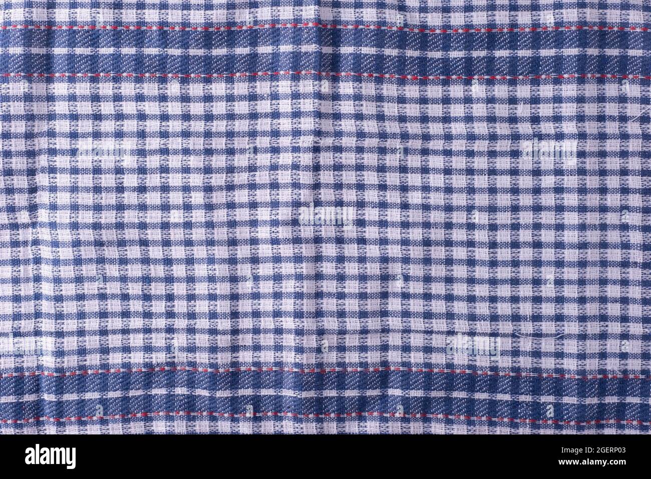 texture of blue checkered cloth towel close-up Stock Photo - Alamy