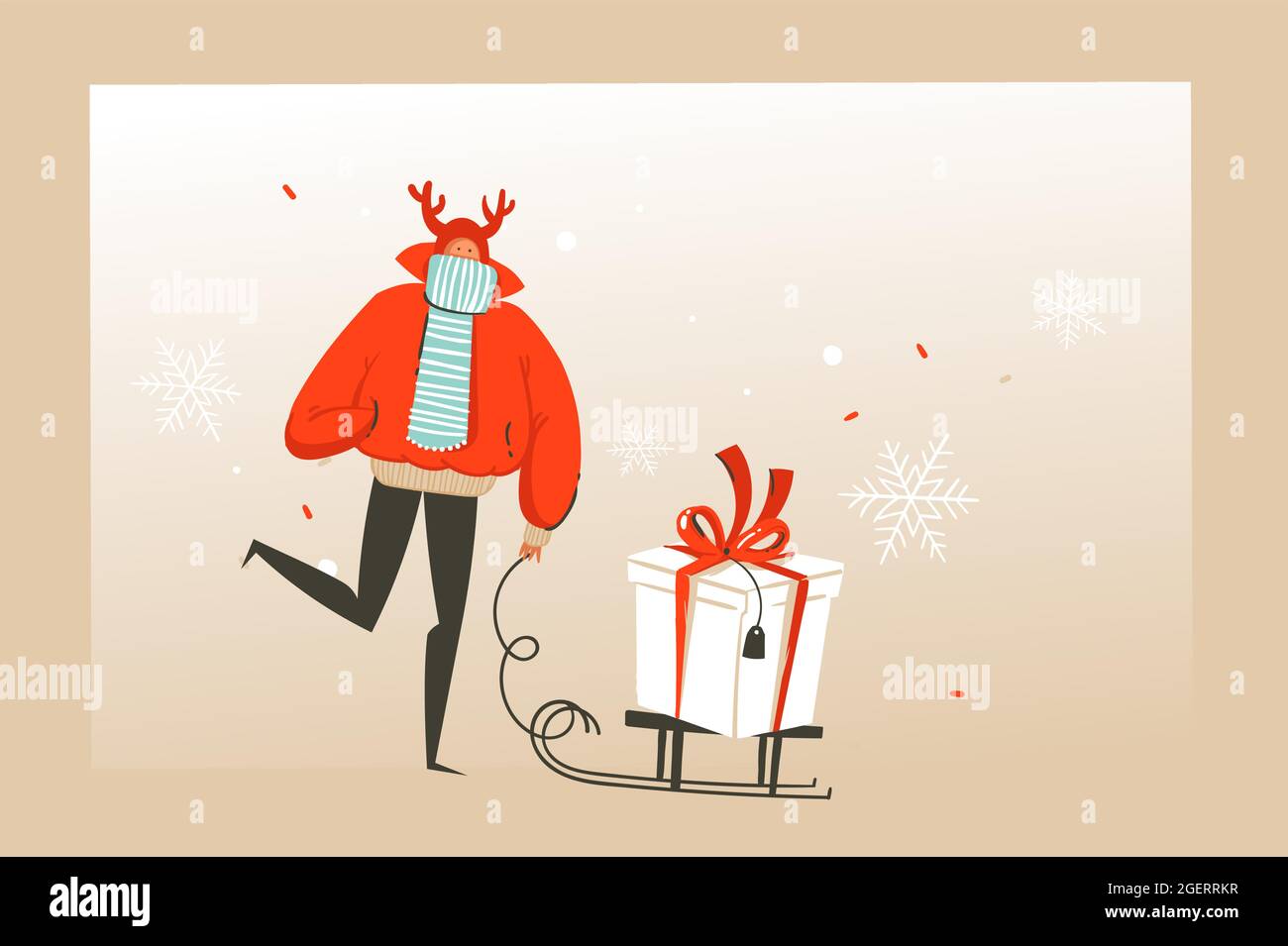 Hand drawn vector abstract fun Merry Christmas time cartoon ...