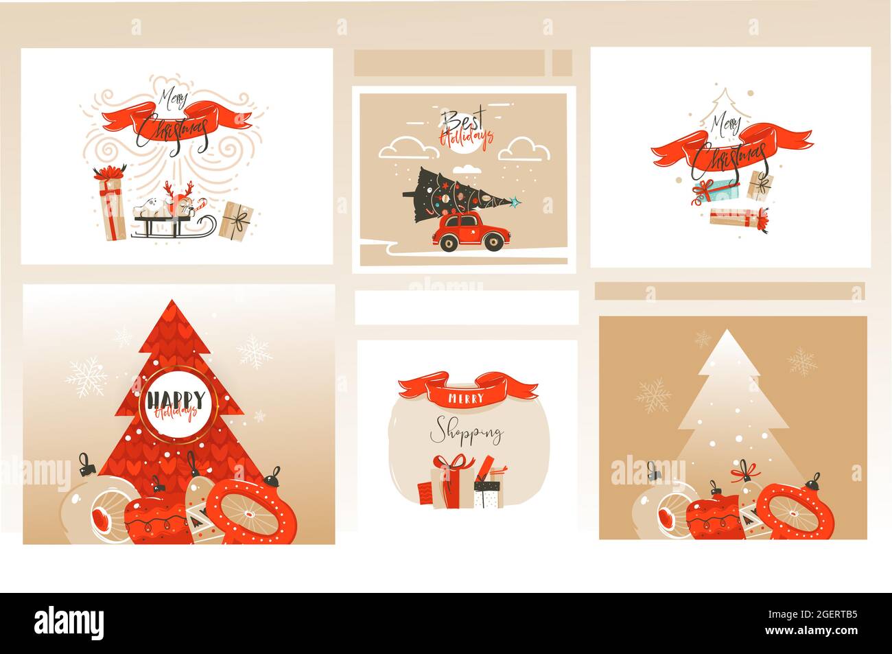 Hand drawn vector abstract fun Merry Christmas time cartoon ...