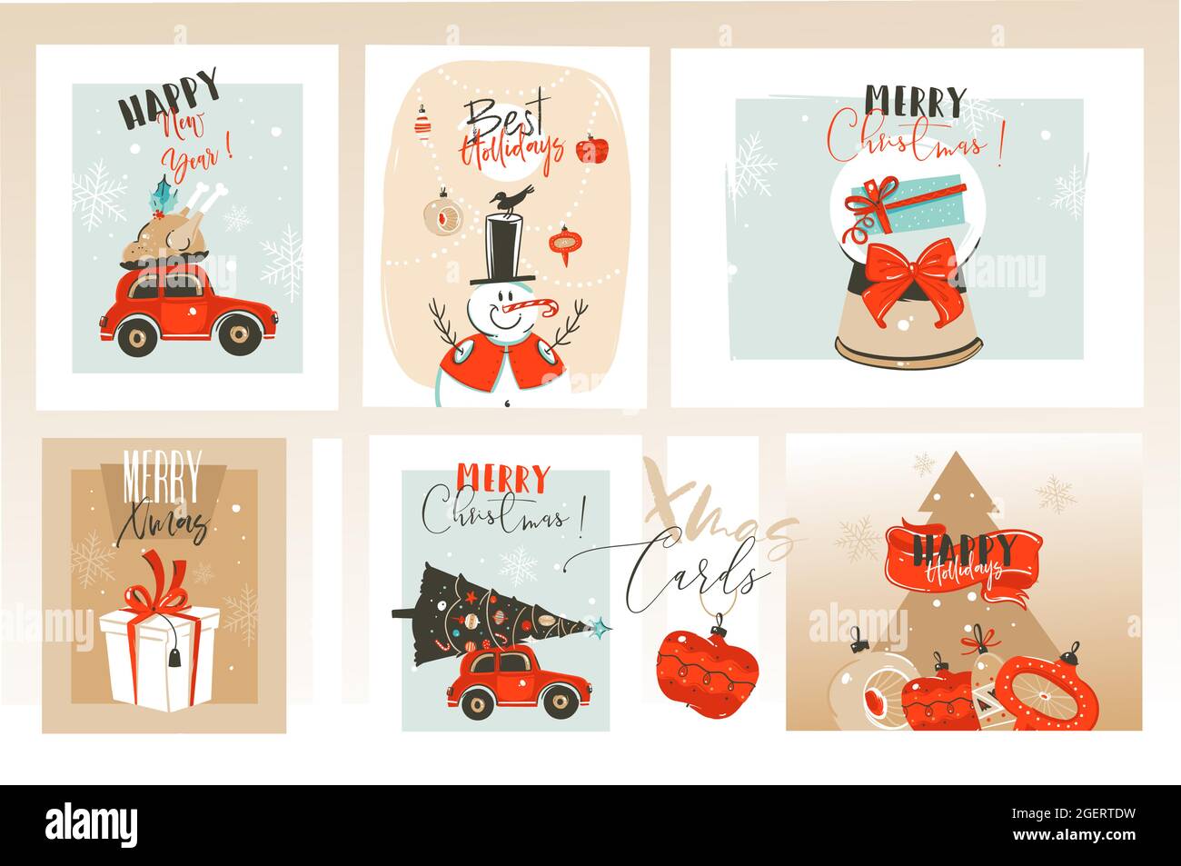 Hand drawn vector abstract fun Merry Christmas time cartoon ...