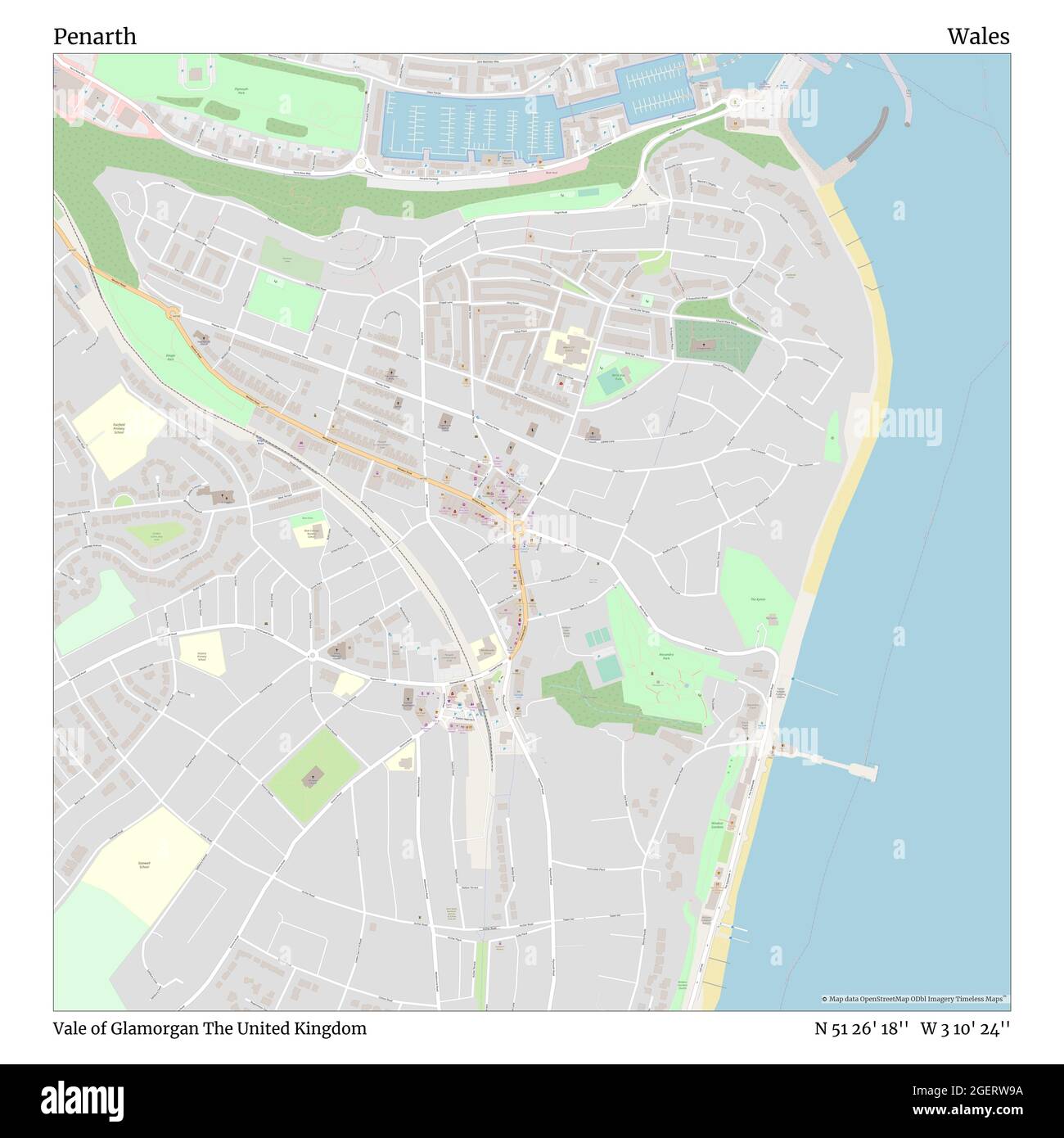 Penarth map Cut Out Stock Images & Pictures - Alamy