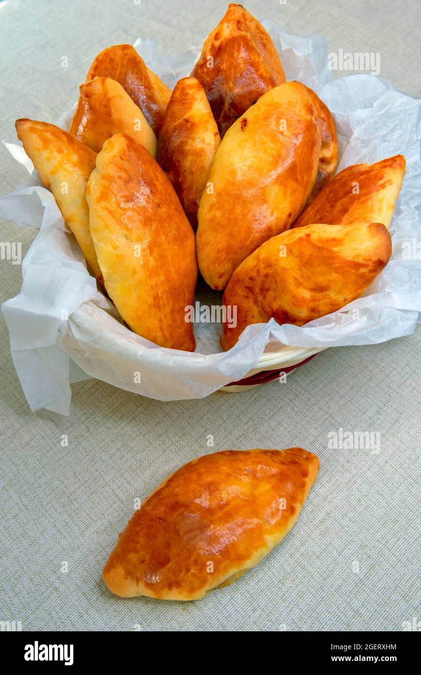 Traditional russian homemade pies from yeast dough Stock Photo - Alamy