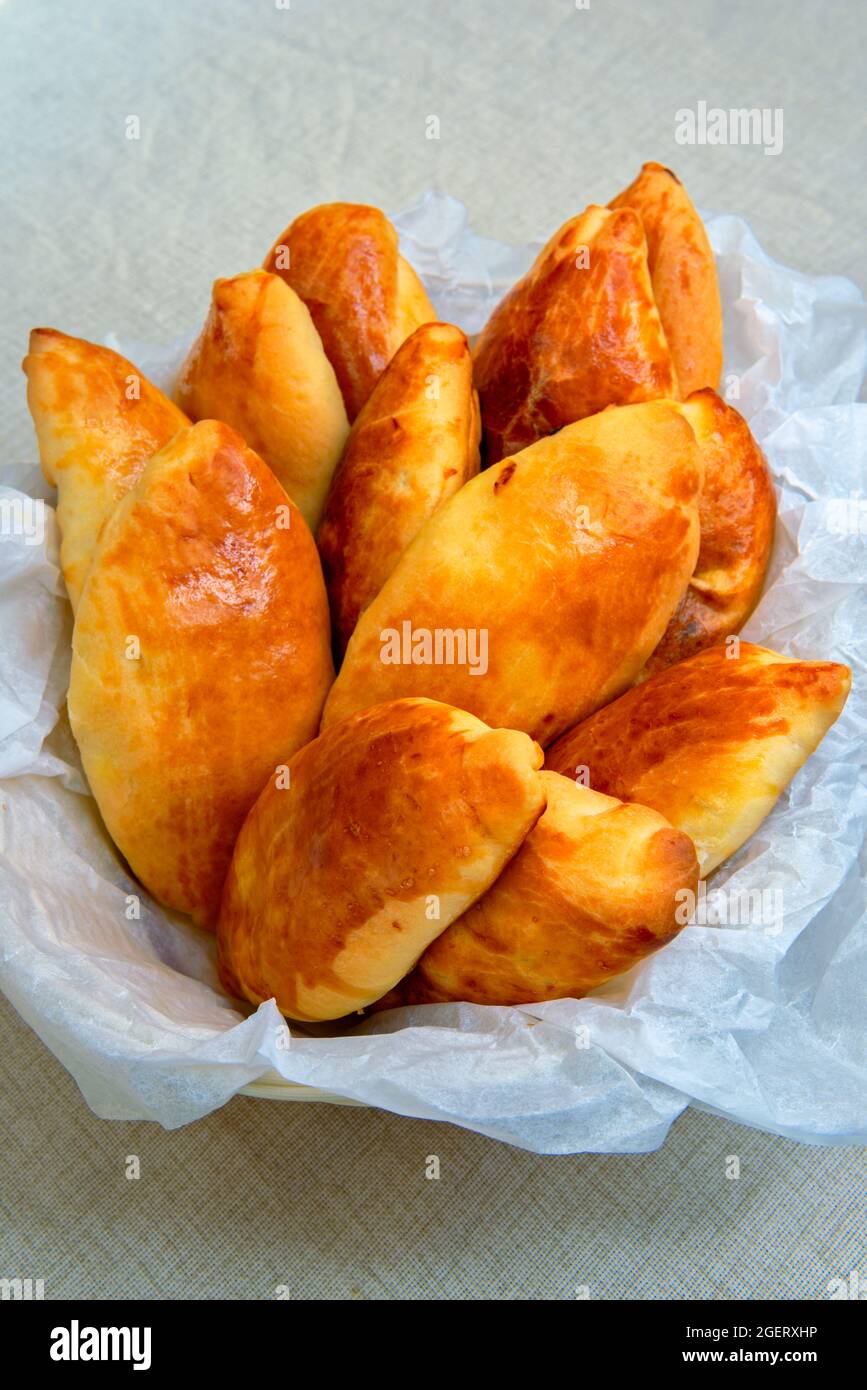Traditional russian homemade pies from yeast dough Stock Photo - Alamy