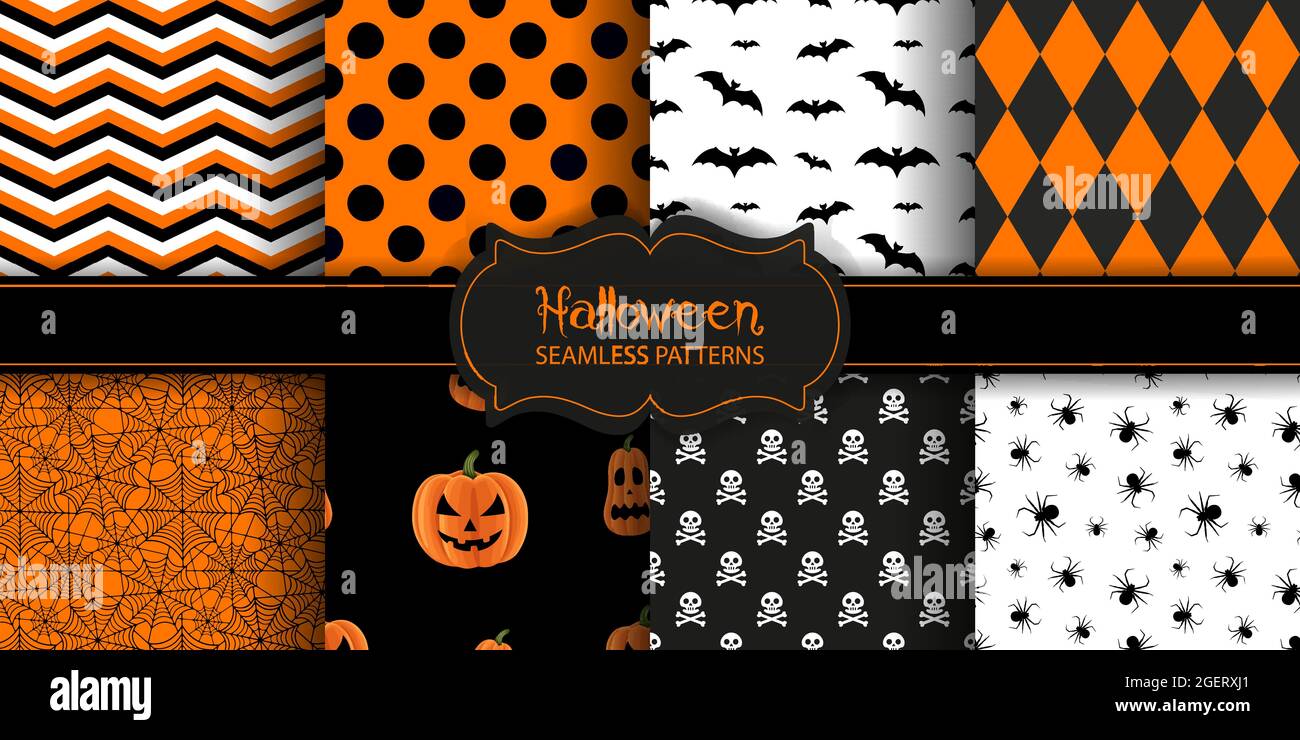 Set of halloween seamless patterns. Halloween textures collection Stock Vector Image & Art - Alamy