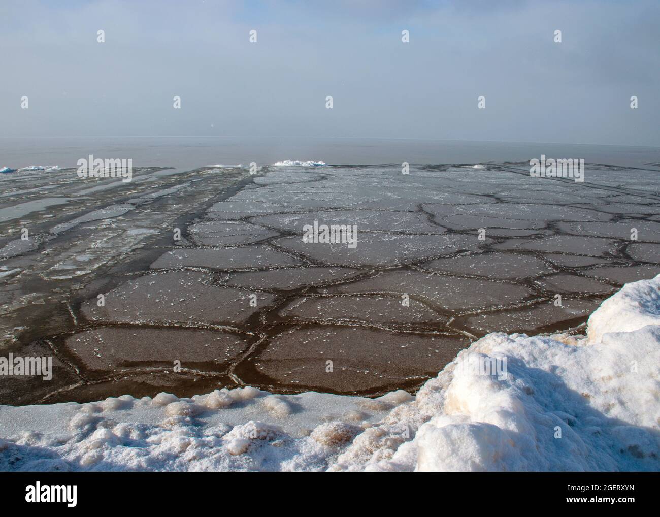 various ice formations in the sea, ice texture on the water surface ...