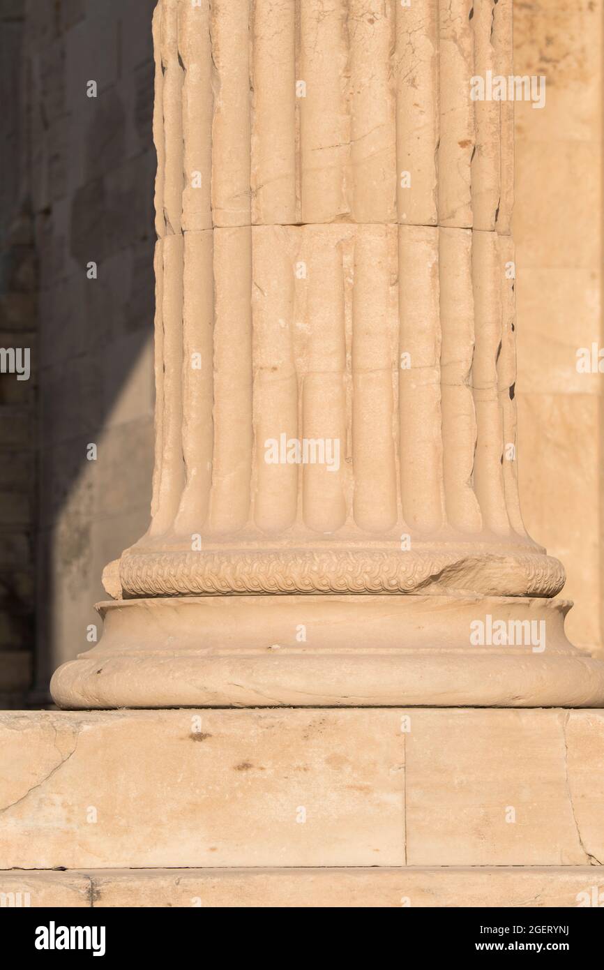 details of the construction of the columns of Acropolis in Athens in ...