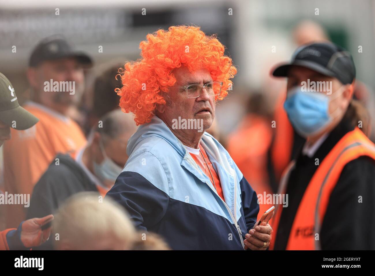 Blackpool fans during the pre-game warmup Stock Photo - Alamy