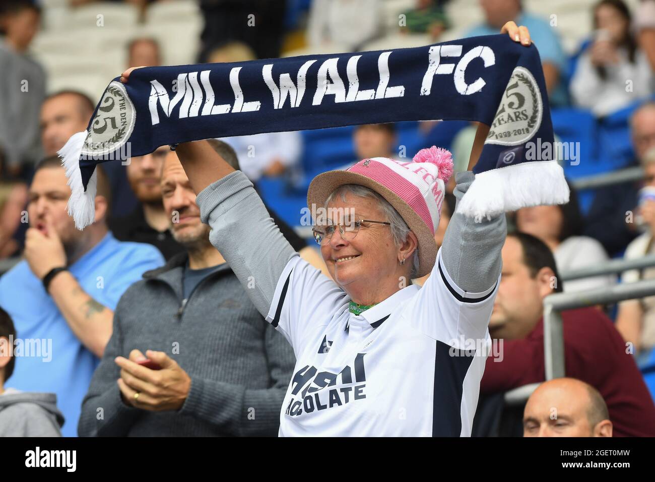 Millwall supporter ready for the game between Cardiff City and Millwall ...