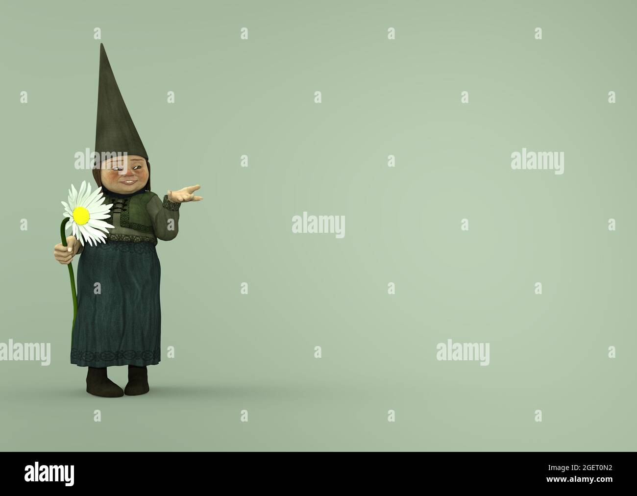 3D-illustration of a cute cartoon witch with copyspace for use as an ...