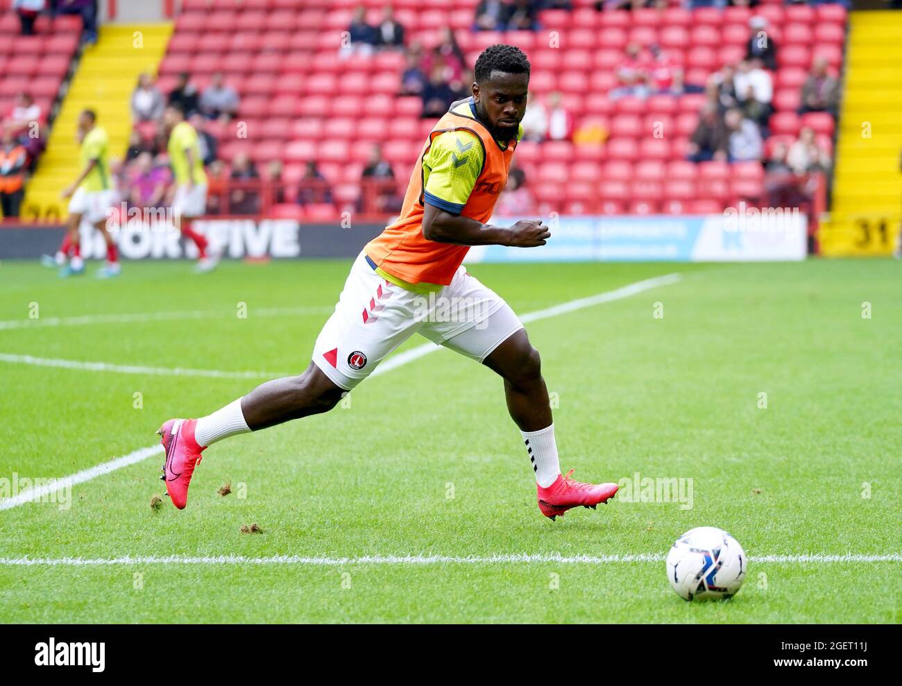 Charlton Athletic's Diallang Jaiyesimi warms up on the pitch ahead of ...