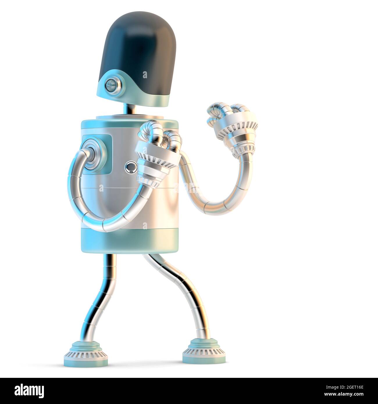 Robot stands in a fighting pose. 3D illustration. Isolated. Contains ...