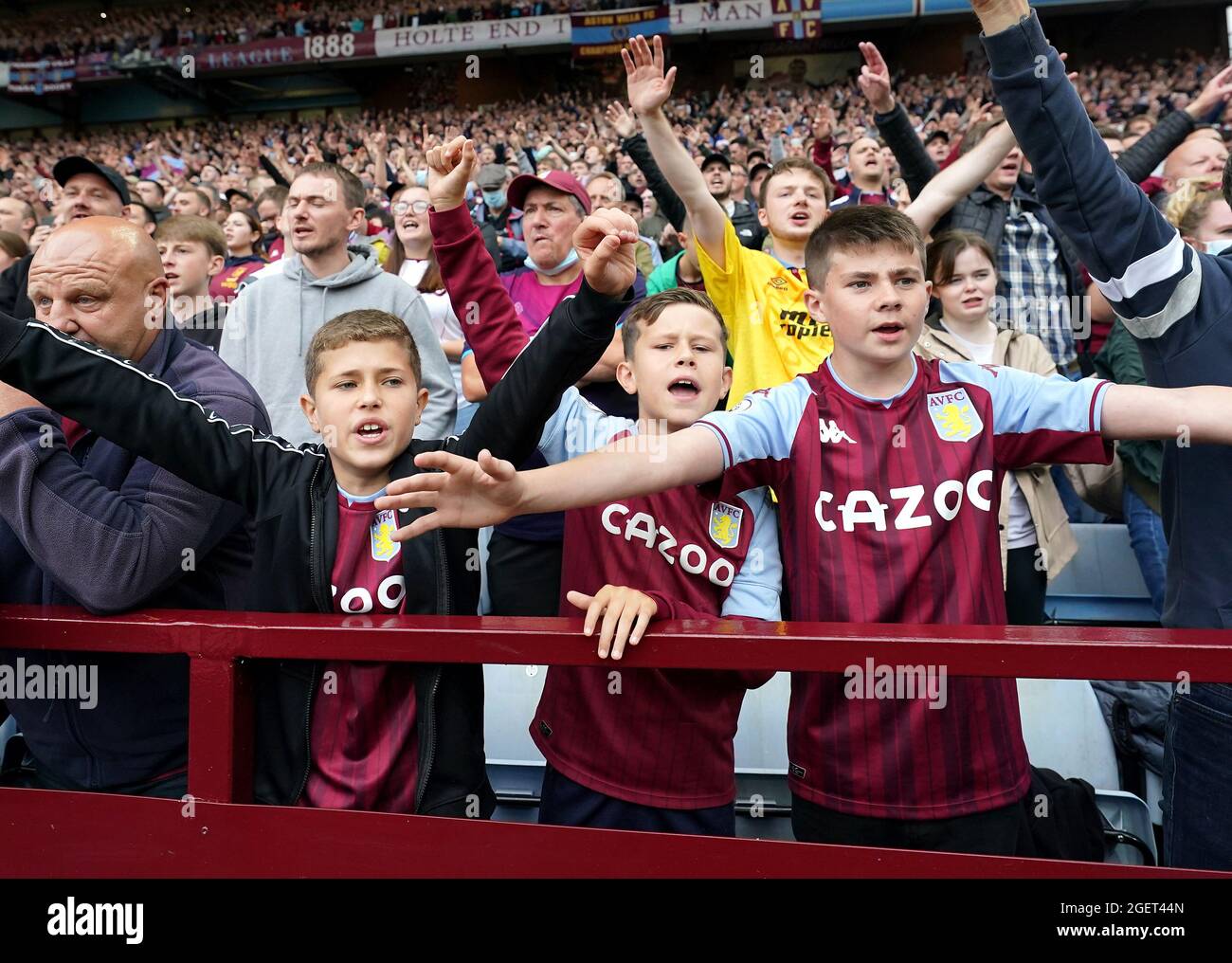 Aston Villa fans in the stands before the Premier League match at Villa ...
