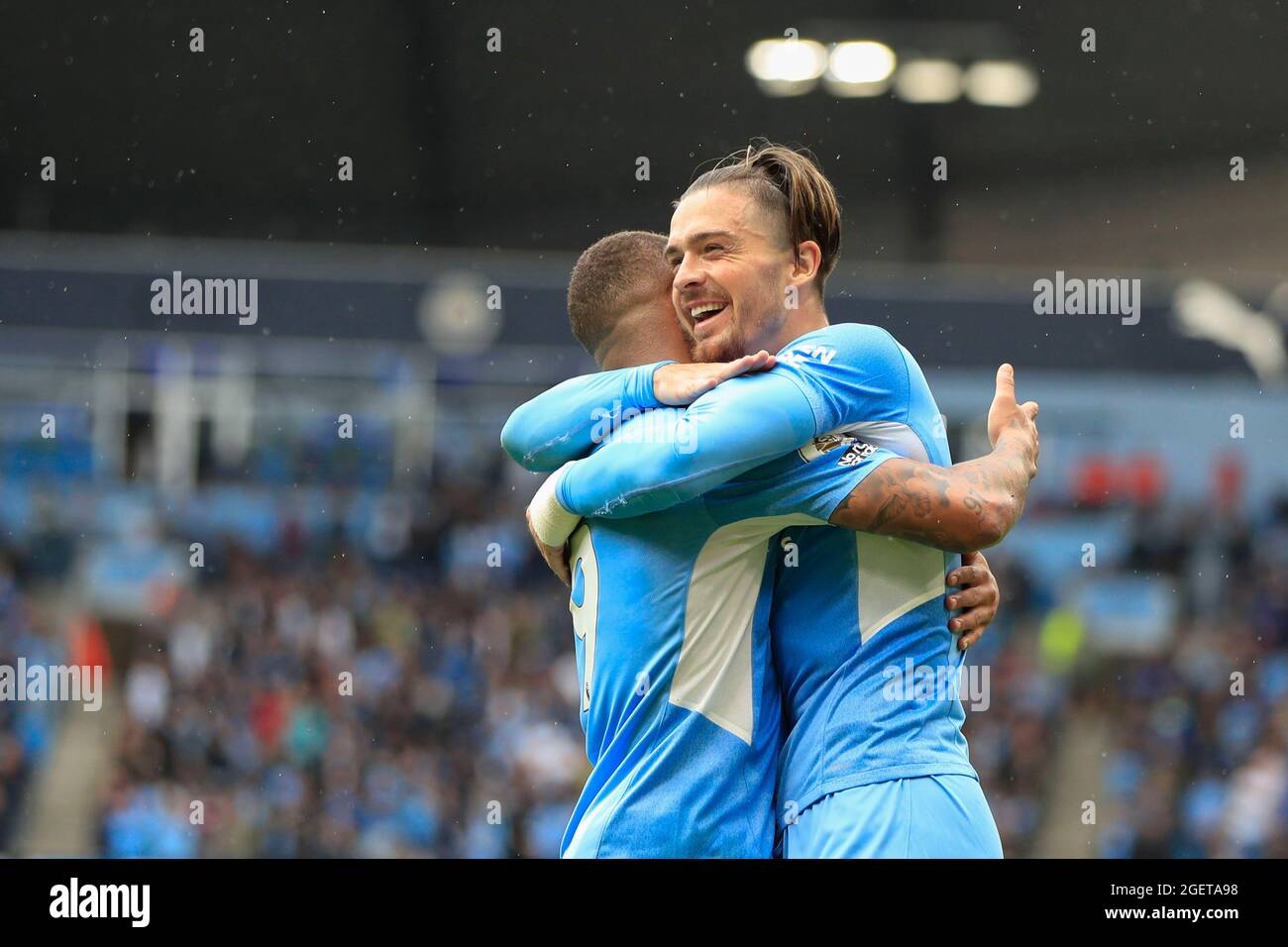 CELEBRATION Jack Grealish #10 of Manchester City celebrates scoring to ...
