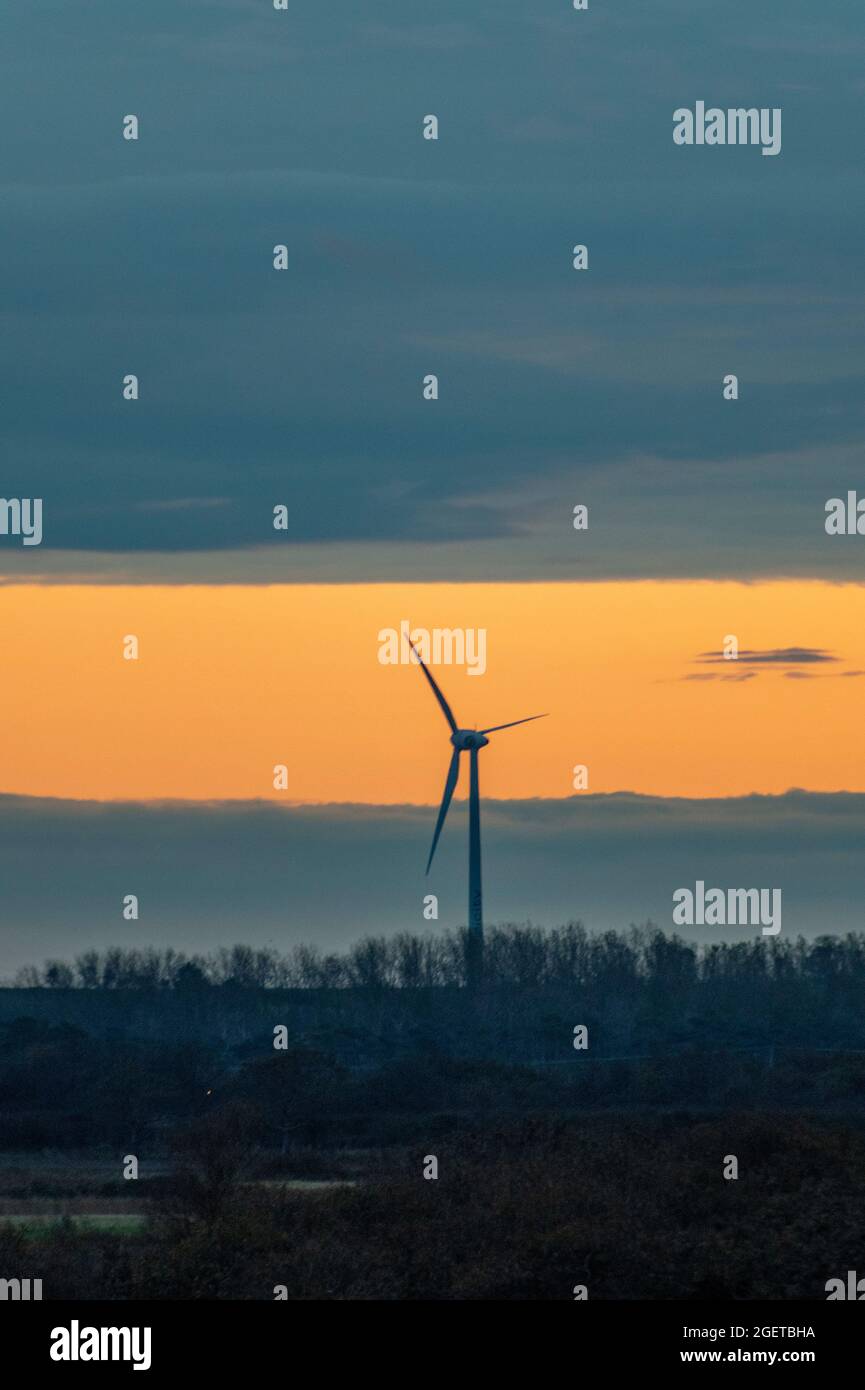 wind turbine, sunset, renewable energy, power generation, wind power ...