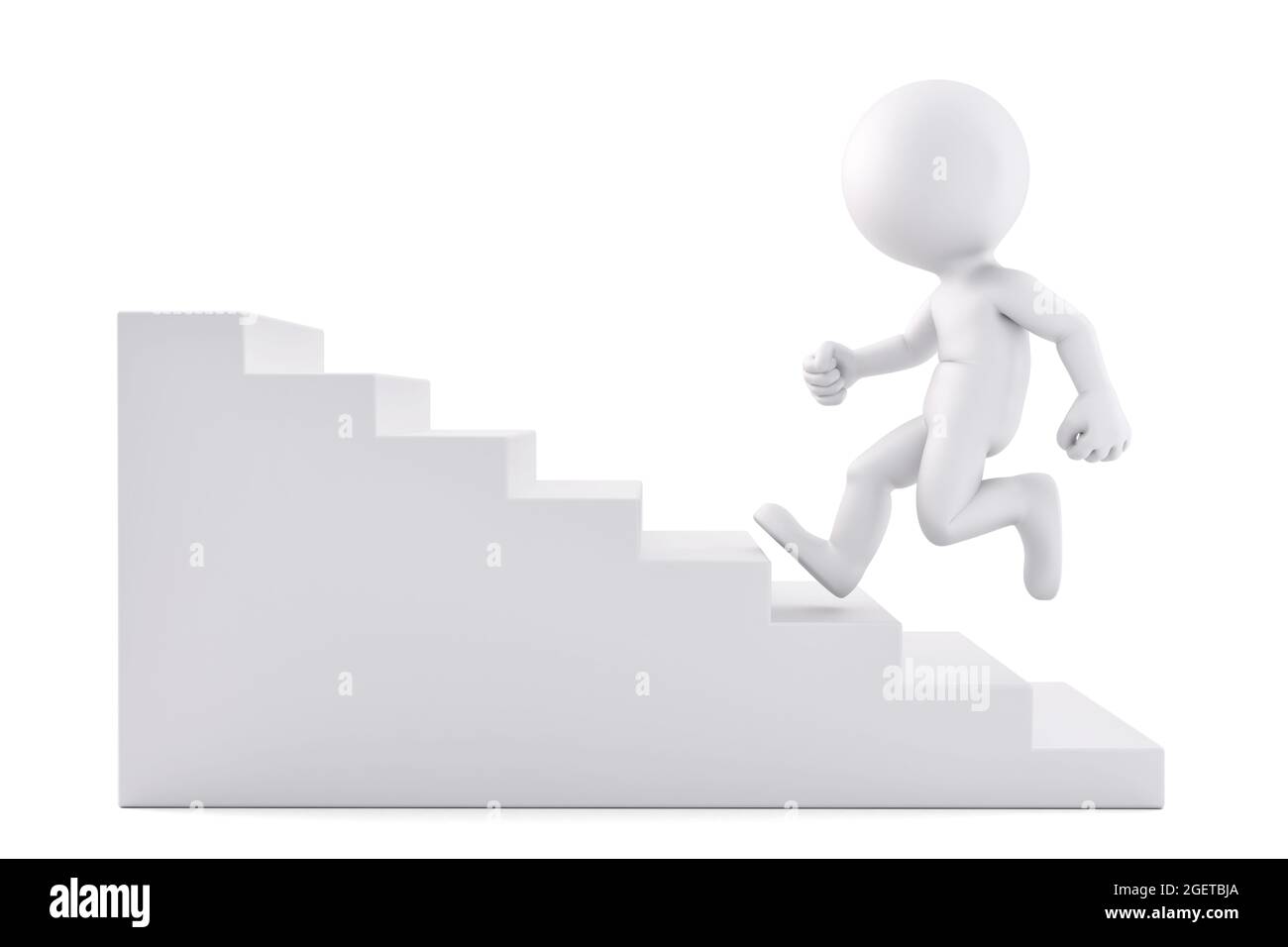 Running up the stair. 3D illustration. Isolated on white background ...
