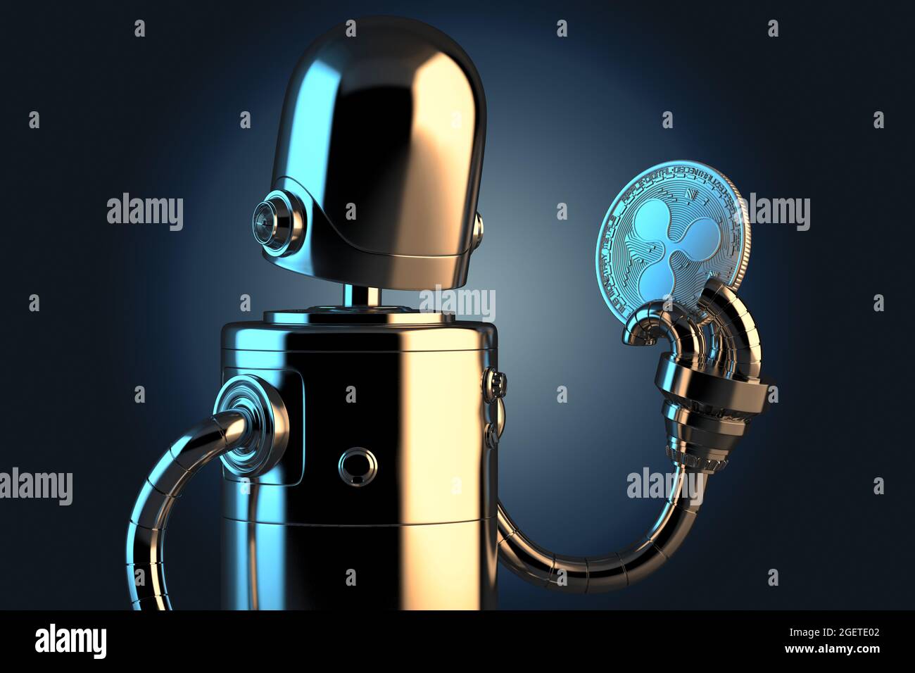 Robot holding Ripple coin. Technology concept. 3D illustration Stock ...