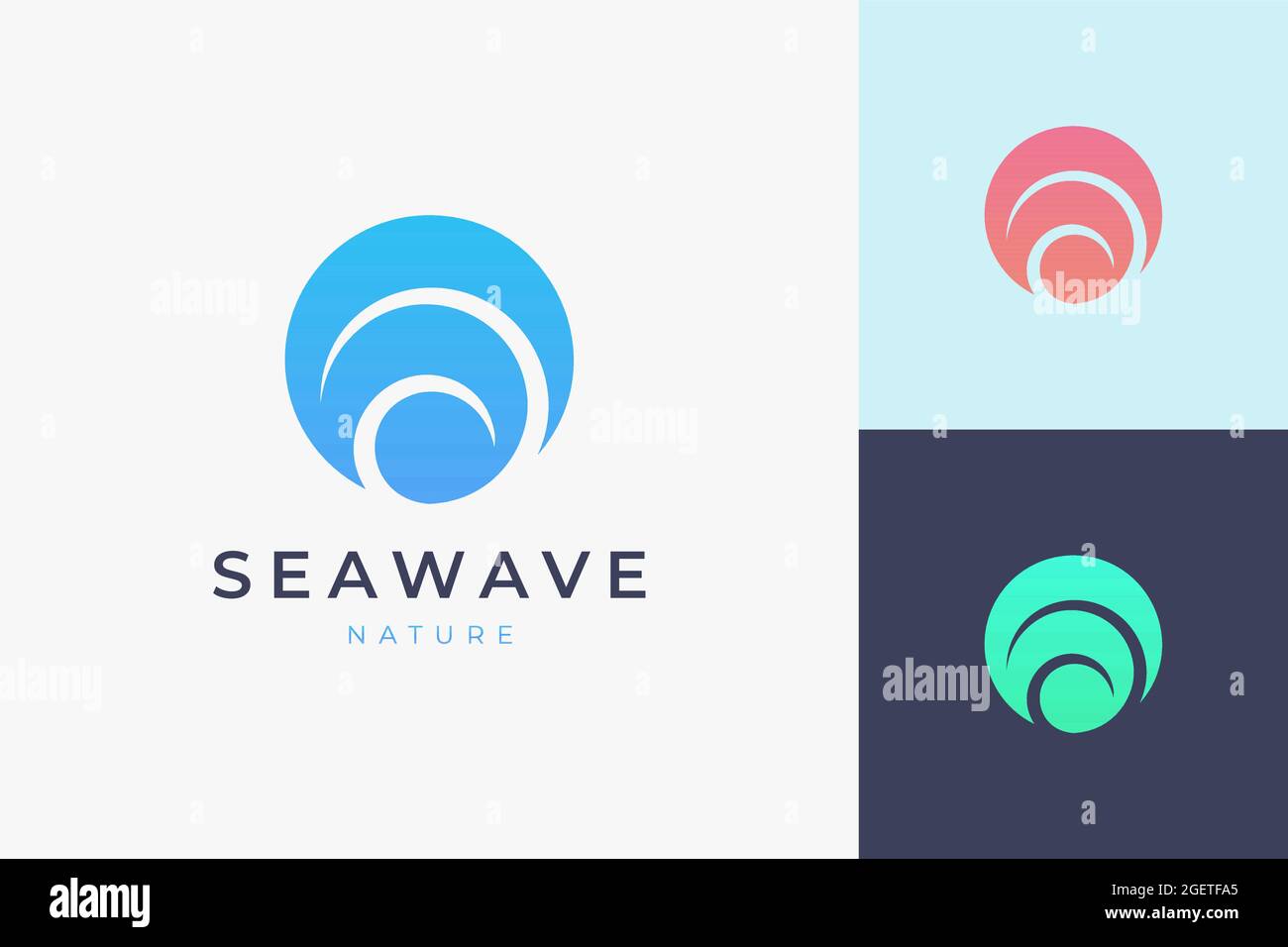 Surf or beach logo template in circle sea wave shape Stock Vector Image ...