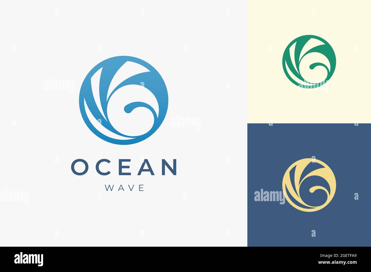 Beach or pool logo template in circle sea wave shape Stock Vector Image ...