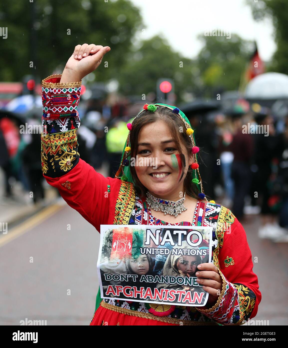 London, England, UK. 21st Aug, 2021. Thousands of Afghans march through ...