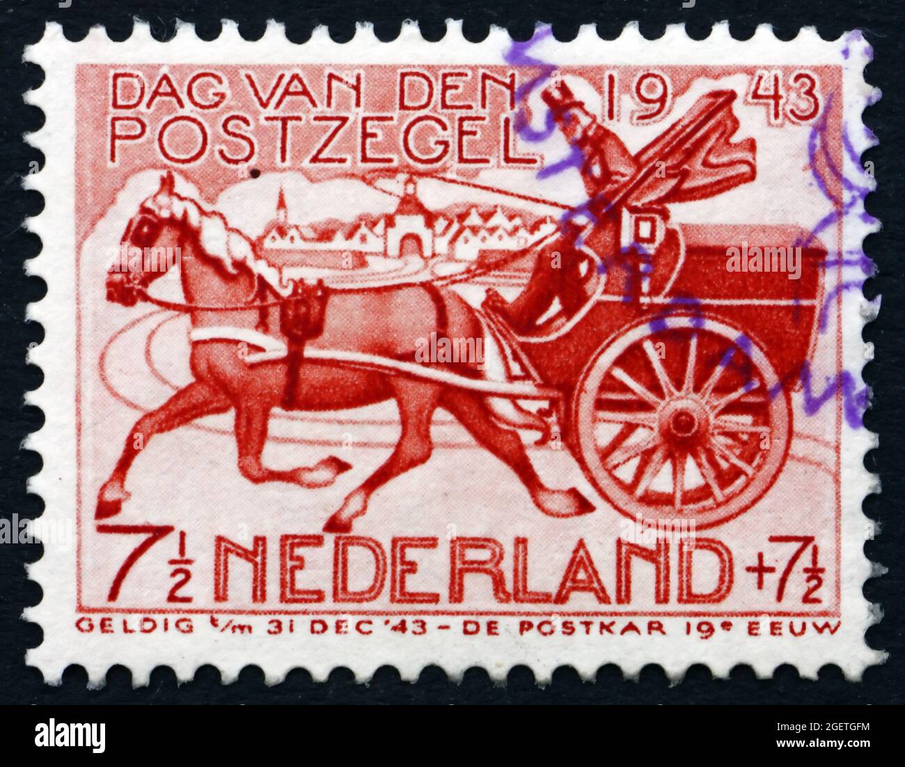 NETHERLANDS - CIRCA 1943: a stamp printed in the Netherlands shows 19th ...