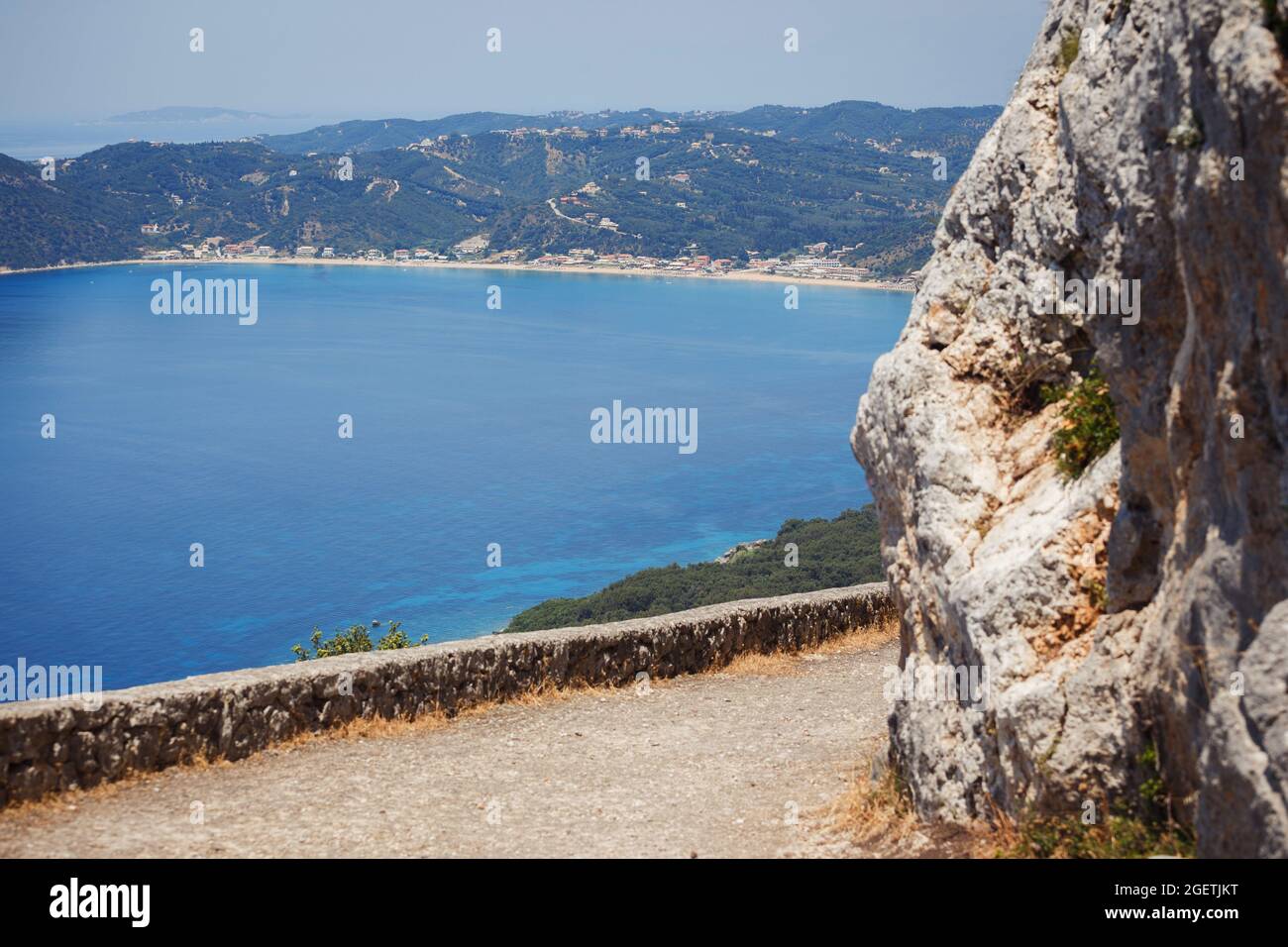 beautiful view of the bay and the beach. Corfu Island in Greece Stock ...