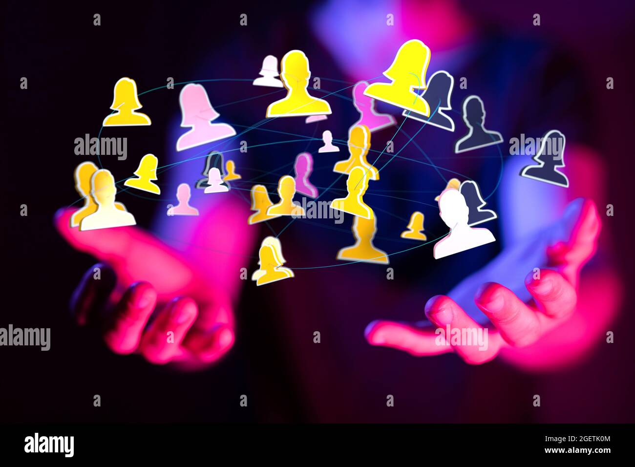 3D illustration of social networking icon over the man's hands Stock ...