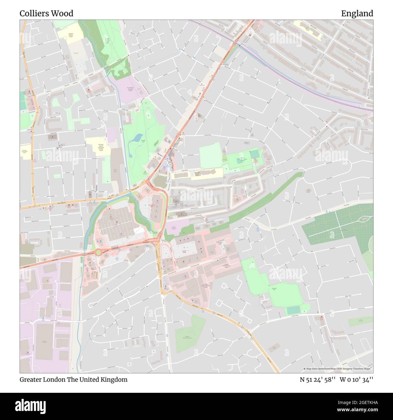 Colliers Wood, Greater London, United Kingdom, England, N 51 24' 58 ...