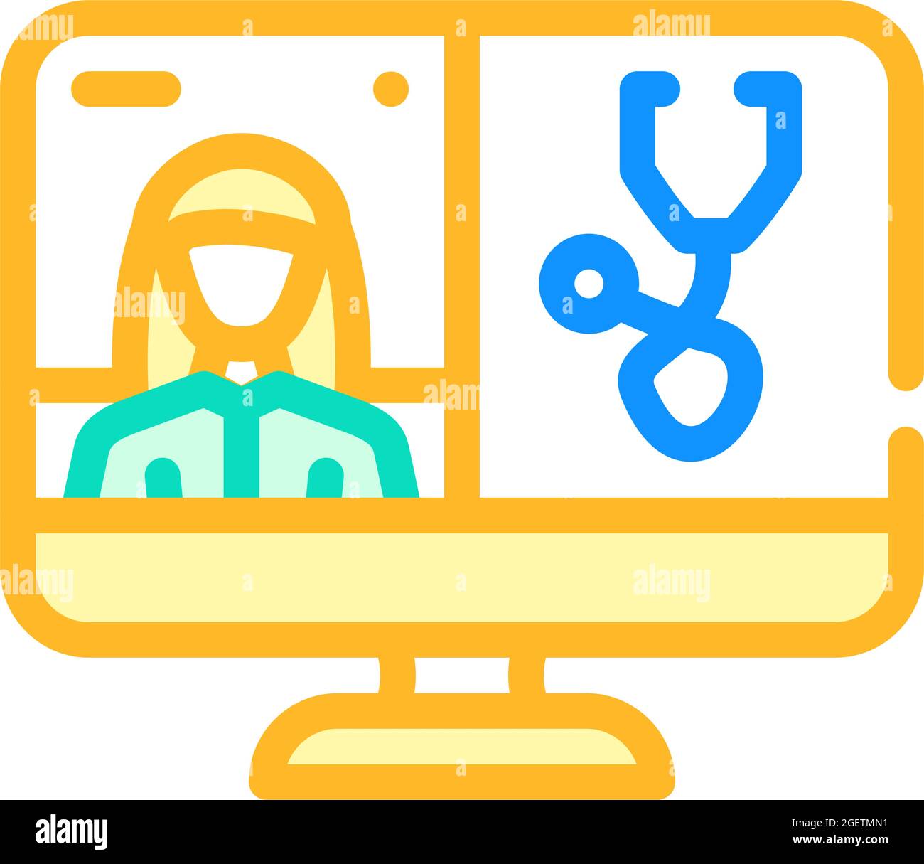 video conference with doctor color icon vector illustration Stock ...